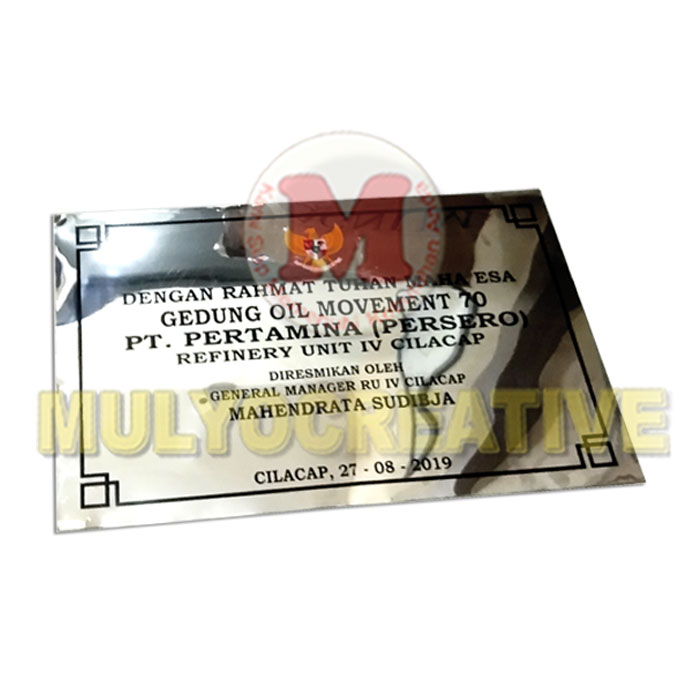 Buat Label Plat – Plat Prasasti Peresmian Gedung Oil Movement 70 ...