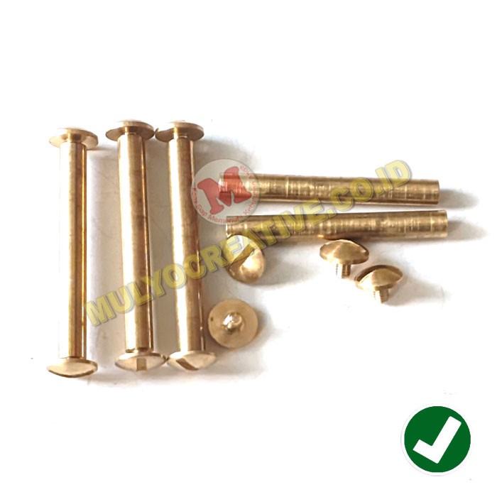 Jual Mur Baut Sabuk Kulit Ukuran 40mm – Paku Baut Jilid 4 Cm – Gold ...